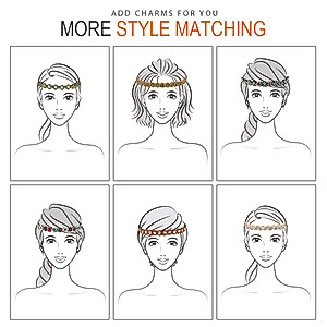 Teenitor 6pcs Rhinestone Beaded Headband, Elastic Jewelry Hair Bands for Lady Women Girl Hair Accessories 20-26.8'' Multicolor