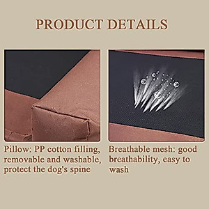 UEIDIHI Bolster Dog Cot, Removable Washable Raised Pet Cot, Durable Breathable Elevated Dog Bed Cot, Indoor/Outdoor Waterproof Soft Pet Bed for Small, Medium and Large Dogs,Gray,107 * 76 * 19cm