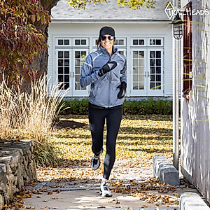 TrailHeads Womens Running Gloves Touchscreen Fingers & Convertible Waterproof Mitten Shell - for Winter, Reflective, Warm - Black - Reflective - Small/Medium