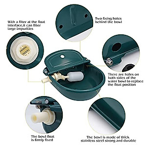 MUDUOBAN Automatic Water Bowl with Float Valve Stainless Steel Livestock Water Trough for Dog Horse Cattle Pig Chicken Goat Sheep (Green)
