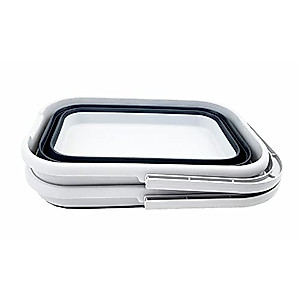 SAMMART 12L (3.1 Gallon) Collapsible Rectangular Handy Basket/Bucket (Slate Grey (Set of 2))