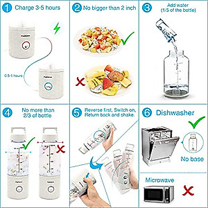 Portable Blender, PopBabies Blender for Shakes and Smoothies with rechargeable USB blender Cup, Smoothie Blender to go Ivory White updated version