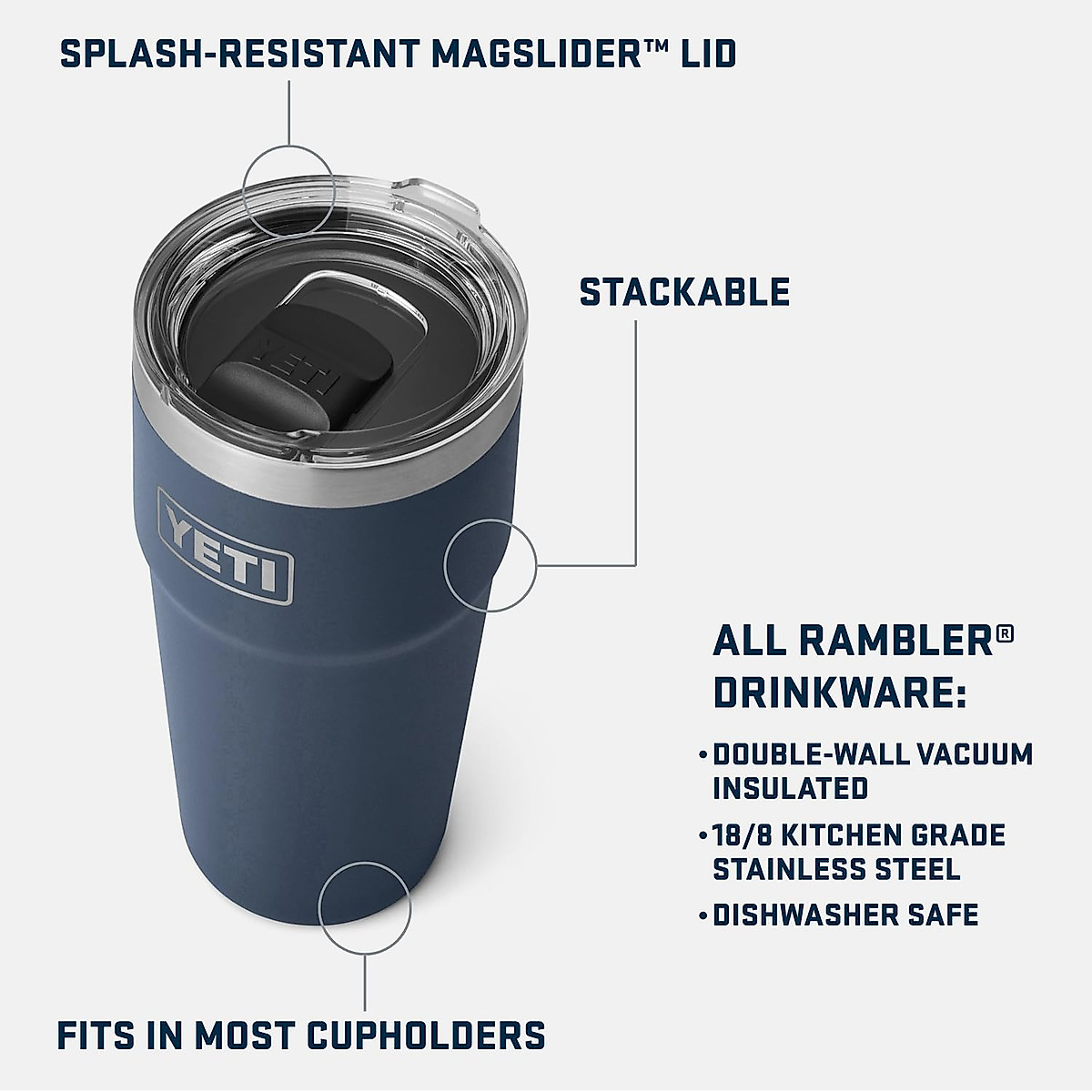 YETI Rambler 30 oz Stackable Tumbler, Stainless Steel, Vacuum Insulated with MagSlider Lid, Big Sky Blue