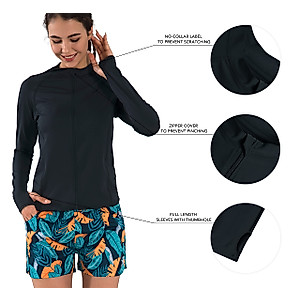 Actleis Women's Long Sleeve Rash Guard UPF 50+ UV Sun Protection Swim Shirt Medium Black