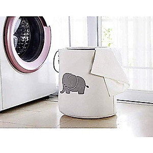 Storage Baskets,Cotton Foldable Round Home Organizer Bin for Baby Nursery,Toys,Laundry,Baby Clothing,Gift Baskets(Elephant)