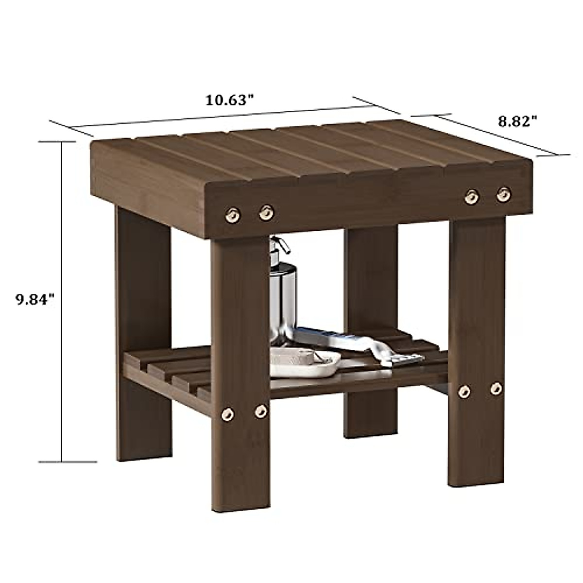 Zhuoyue Shower Stool for Shaving Legs Wooden Shower Foot Rest for Inside Shower Corner Shower Stool for Small Spaces Walnut
