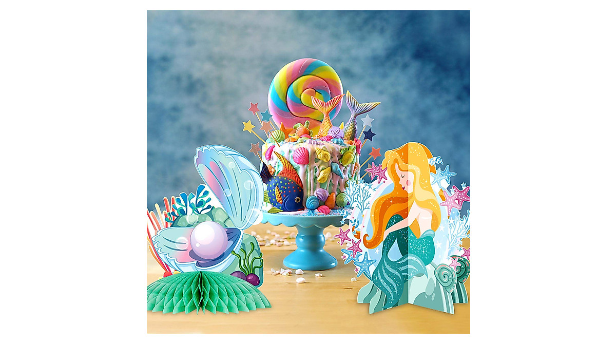 Mermaid Table Decorations - 10 Honeycomb Centerpieces