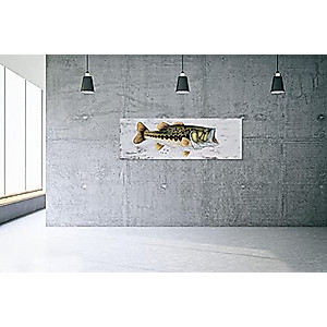 YHSKY ARTS Coastal Canvas Wall Art with Textured - Large Mouth Fish Paintings, Modern Abstract Marine Life Pictures for Living Room Bedroom Bathroom Decor