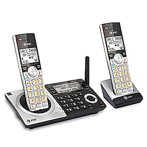 AT&T CL83207 DECT 6.0 Expandable Cordless Phone with Smart Call Blocker, Silver/Black with 2 Handsets