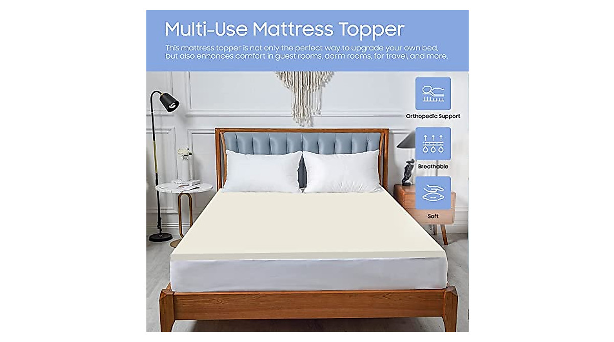GREATON Breathable Foam Mattress Topper for Back Pain Relief