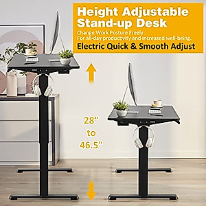 SohoTeco Electric Standing Desk,48x24 Super Stable Stand Up Desk Height Adjustable with Memory Controller,Sit Stand Desk with Cable Management Tray for Home Office,Solid Board& Steel Frame Black