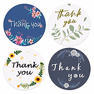 Thank You Stickers Rolls Watercolor Flower Thank You Stickers Labels Round Adhesive Labels Stickers Decorative Sealing Stickers Perfect for Small Business, Weddings, Parties, Gifts(500 Per Roll)