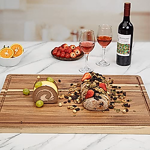 Fashionwu 60 cm Extra Large Cutting Board for Kitchen, 24 x 18 Inch Large Wooden Cutting Boards with Juice Groove, 1.2" Thick Butcher Block Cutting Board for Meat Vegetables, Large Charcuterie Board