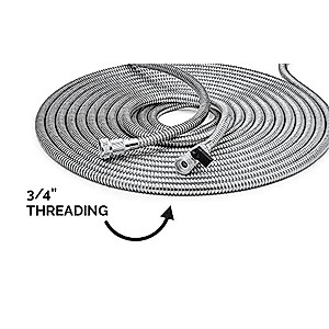 Morvat Stainless Steel Expandable Garden Hose 100 FT, Metal Water Hose Garden hose Water Pipe Flexible Hose ON/OFF Brass Connection, 10 Pattern Hose Sprayer Nozzle, Hose Holder, Washers & Teflon Tape