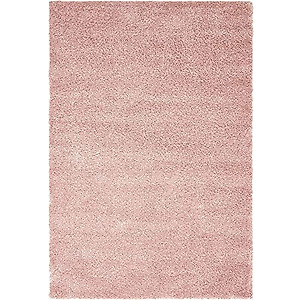 Unique Loom Solo Collection Solid, Plush, Kids, Modern Area Rug, 5 ft x 7 ft 7 in, Pink