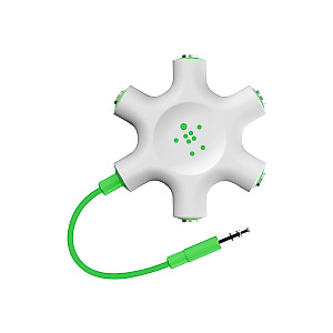 Belkin Rockstar 5-Jack Multi Headphone Audio Splitter (Light Green) - Headphone Splitter Designed To Connect Up To 5 Devices For Classrooms, Audio Mixing & Shared Experiences - For iPhone, iPad & More
