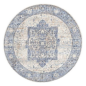nuLOOM Harriet Vintage Medallion Fringe Area Rug, 4' x 6' Oval, Light Blue