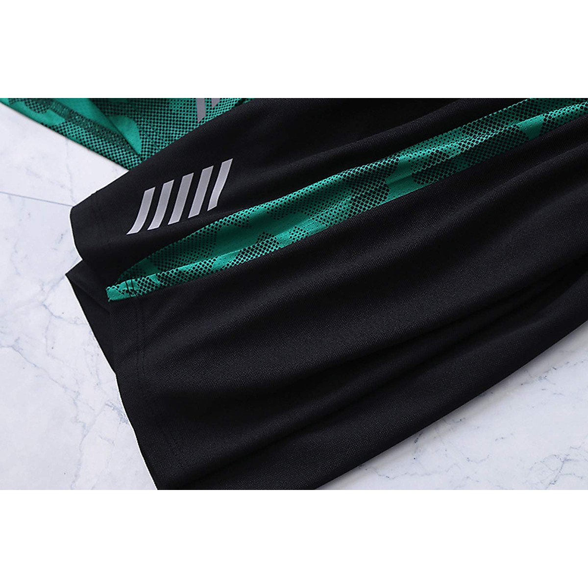 Jellyuu Boys Summer Clothing Sets Kids Short Sleeve Outfit Set Camouflage T-Shirt+ Shorts Sportswear Quick-dry 2Pcs (Green-mesh 9-10 Years)