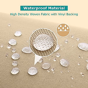 SunPatio Waterproof Patio Sofa Covers, Heavy Duty Outdoor Furniture Covers, Deep Seated Loveseat Covers with Air Vent/Closure Straps/Drawstrings, All Weather Protection, 60" L x 40" W x 32" H, Beige