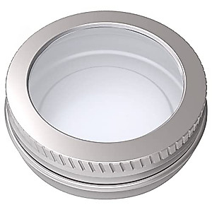 1 Ounce Aluminum Tin Jar 30 ml Refillable Containers Clear Top Screw Lid Round Tin Container Bottle for Cosmetic,Lip Balm, Cream, 12 Pcs.