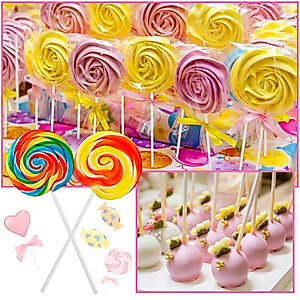 600Pcs Lollipop Stick, 6IN Cake Pop Sticks with Clear Treat Bags & Gold Twist Ties, Cake Pops Making Tools for Lollipops, Candies, Chocolates Cookies (A)