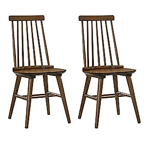 Duhome Dining Chairs Set of 2, Farmhouse Kitchen Chairs Windsor Chairs for Dining Room Spindle Back Chairs with Solid Wood Legs, Walnut