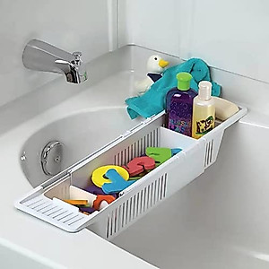DOITOOL Expandable Bath Shelf Bathtub Caddy Tray Bathtub Holder Non- Slip for Shower Organizer Bathtub Toy Shelf