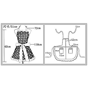 Hyzrz Cute Apron Retro Black Polka Dot Retro Ruffle Side Vintage Cooking Aprons with Pockets for Women Girls (Side Pink)