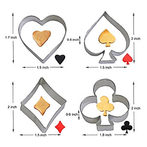 Cookie Cutter,4 Pieces Diamonds Spade Club Heart Shape Stainless Steel Cake Decorating Bakeware Tool