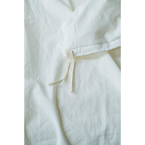 4 Pieces Vintage Stone Washed Cotton Bedding Sets Girls Princess Ruffle Duvet Cover Pillowcases Full Queen Size Bed Sheets White/Pink/Sage Green/Grey (41YS-1-White, Queen Size 4pcs)