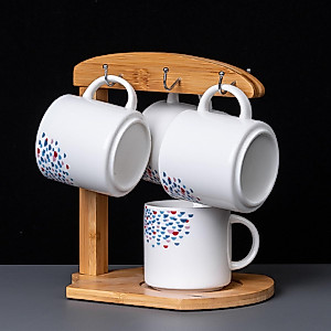 LABRIMP Elegant Mug Storage Rack Hooks Decorative Water Cup Holder Dish Storage Organizer Kitchen Countertop Cafe Display