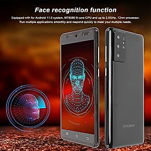 S21 Ultra Pro Unlocked Smartphone, 5.5in HD Screen Cellphone Supports 2.4G 5G WiFi, MT6580 Octa Core CPU Mobile Phone, 4800Mah Battery, Dual SIM Cards, 3.5mm Headphone Jack