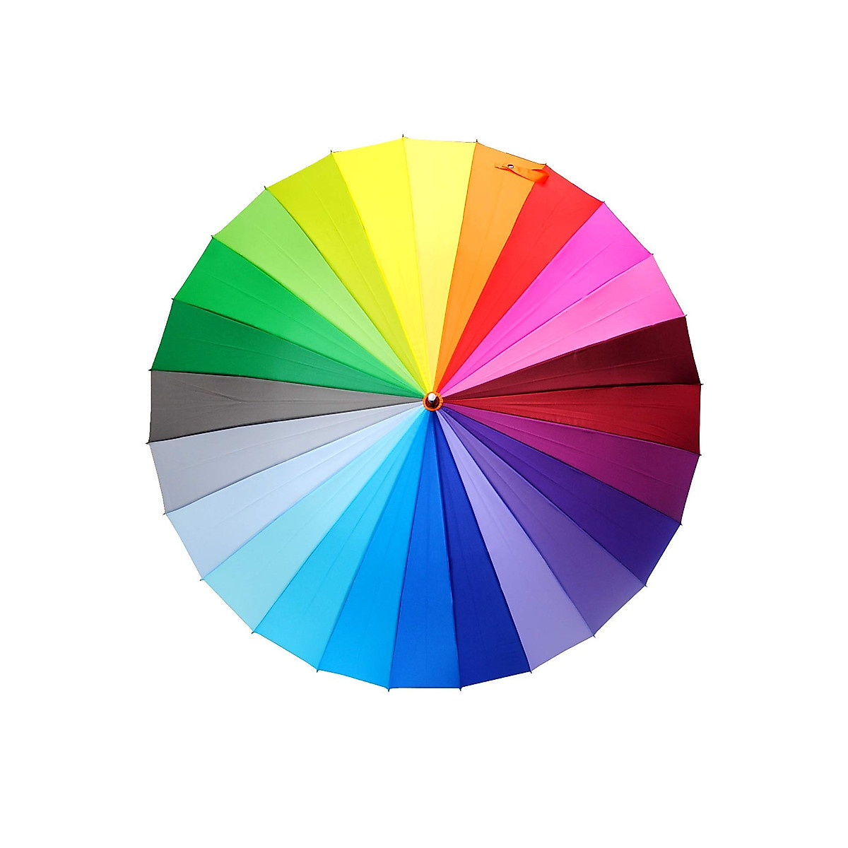 60MPH Windproof 24 Rib Large Strong Rainbow Umbrella - XL Automatic Heavy Duty Golf Umbrella For Rain and Wind - 3 Layer Frame - Wooden Hook Handle - Best for Most Ribs