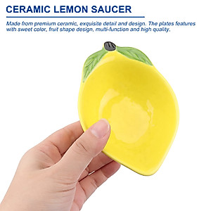 Housoutil Lemon Shaped Bowl Fruit Design Bowl 3D Fruits Foods Platter Lemon Bowl Foods Serving Container for Snacks Dessert Salad Rice Cake Pudding Candy Yellow Sauce Bowls