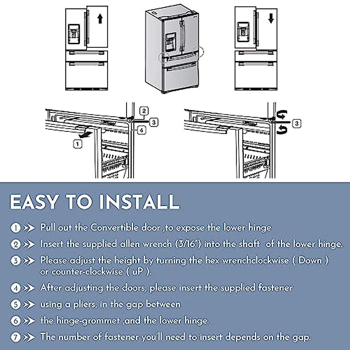 DA99-04158A Refrigerator Door Hinge Shim Kit, For Samsung Refrigerator Door Height Adjustment(4 different thicknesses shims) Replacement Parts DA60-00314C,3282540,PS6448337 DA99-04158A,AP5668209