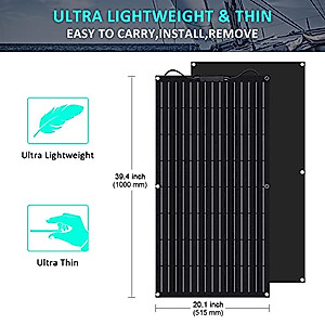 100 Watts ETFE Flexible Monocrystalline Panel Solar RV Kits with 20A PWM LCD Charge Controller Off-Grid for RV Boat Cabin Van Car Uneven Surfaces