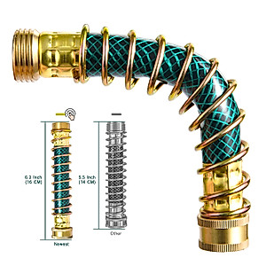 Garden Hose Extension Adapter Spring Hose Kink Protector and 90 Degree Brass Hose Elbow Connector