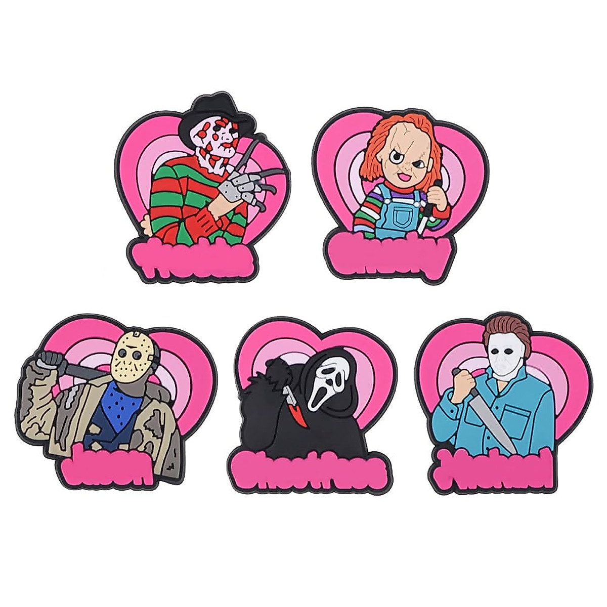 30 Pieces Sets Skull Face Shoe Cartoon Charms Horror Movie Anime Shoes Decorations Drawing Rainbow Shoes Accessories