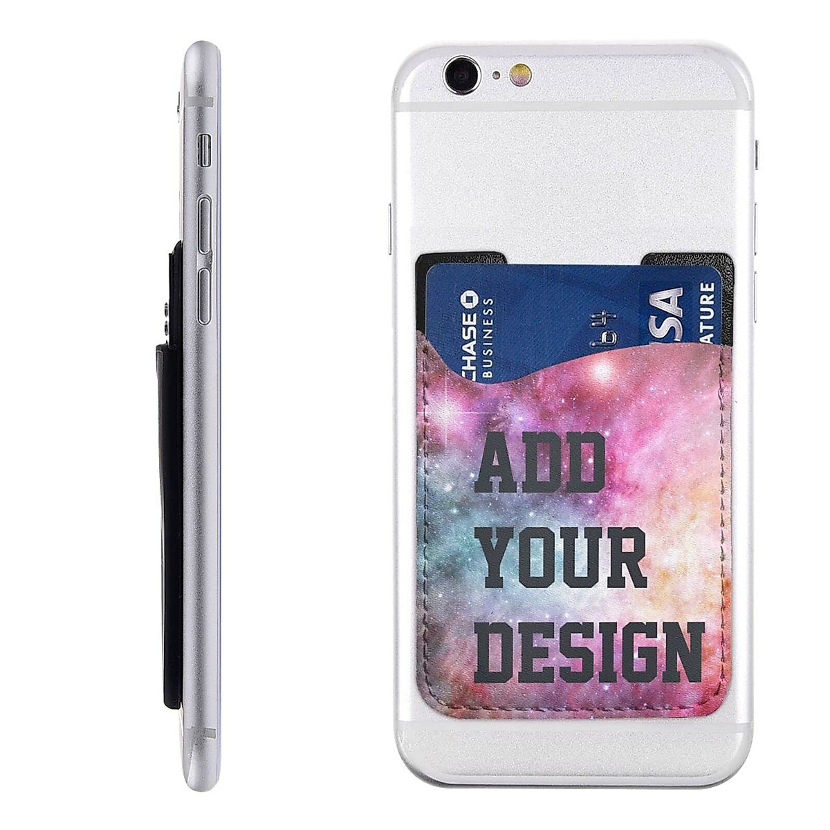 Khyijlo Custom Phone Card Pocket Holder Phone Card Stick Pu Leather Cell Phone Card Pocket, Id Credit Card Wallet Phone Case Pouch For Back Of Phone Compatible With Most Smartphones