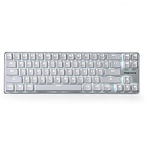 Qisan Mechanical Keyboard Gaming Keyboard GATERON Blue Switch Wired Backlit Mechanical Mini Design (60%) 68 Keys Keyboard White Magicforce