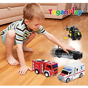 Garbage Truck Toys 3 Pcs | Trash Truck Toys for Boys Friction Powered with Lights & Sounds | Includes Waste Management, Sanitation Truck & Recycling