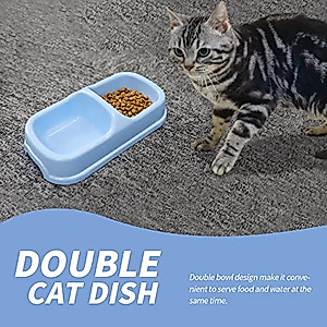 PAWISE Kitty Litter Box Set Includes 4-Pieces - Shallow Cat Litter Pan, Cat Litter Scooper, Cat Bowls, Cat Mouse Toy, 14.5x10.5 Inches, Blue