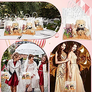 Sabary 12 Bridesmaid Gift bags I Do Crew Bachelorette Bags Plastic Clear Gift Bags with Handles for Wedding Party Favor Team Bride Shower Gift Bag (Crew, 11.8 x 9.8 x 3.9 Inch)