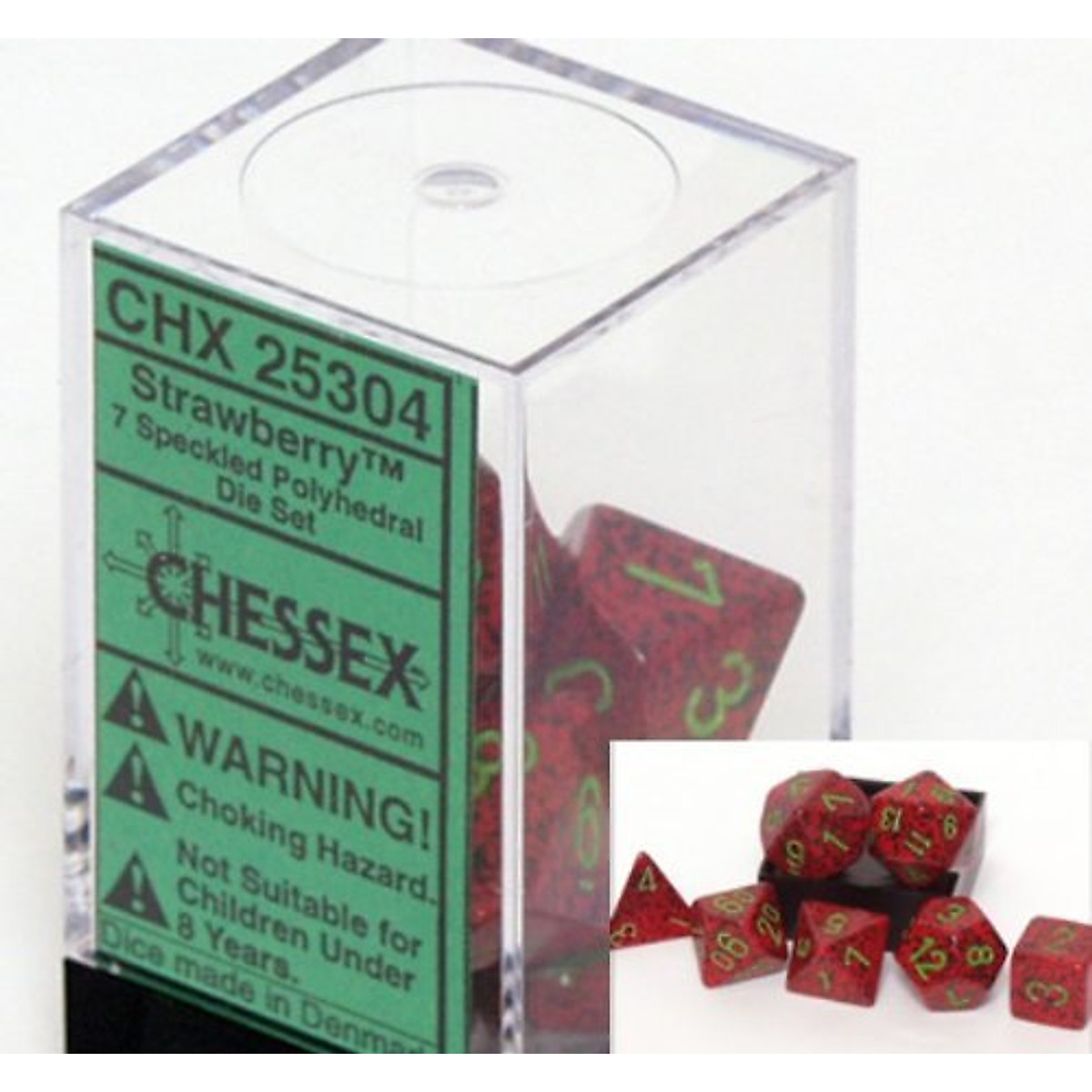 Polyhedral 7-Die Speckled Dice Set - Strawberry