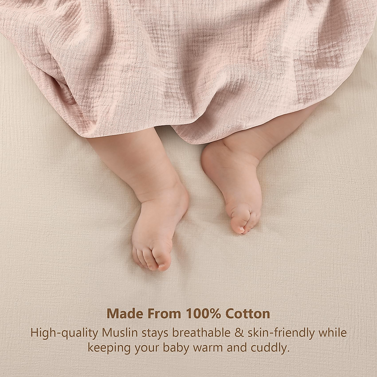 100% Cotton Muslin Changing Pad Cover for Boys Girls Baby 2 Pack, Soft and Breathable Diaper Change Table Sheets, Fit 32"x16" Contoured Pad, Fog & Blush