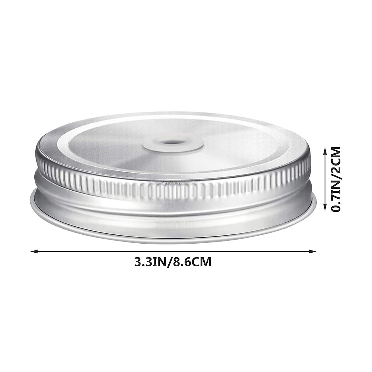 2pcs Mason Jar Straw Lids 3.3in Sealing Lid with Hole Stainless Steel Perforated Cover Secure Jar Caps Leak Proof Canning Cap Drinking Jar Cover
