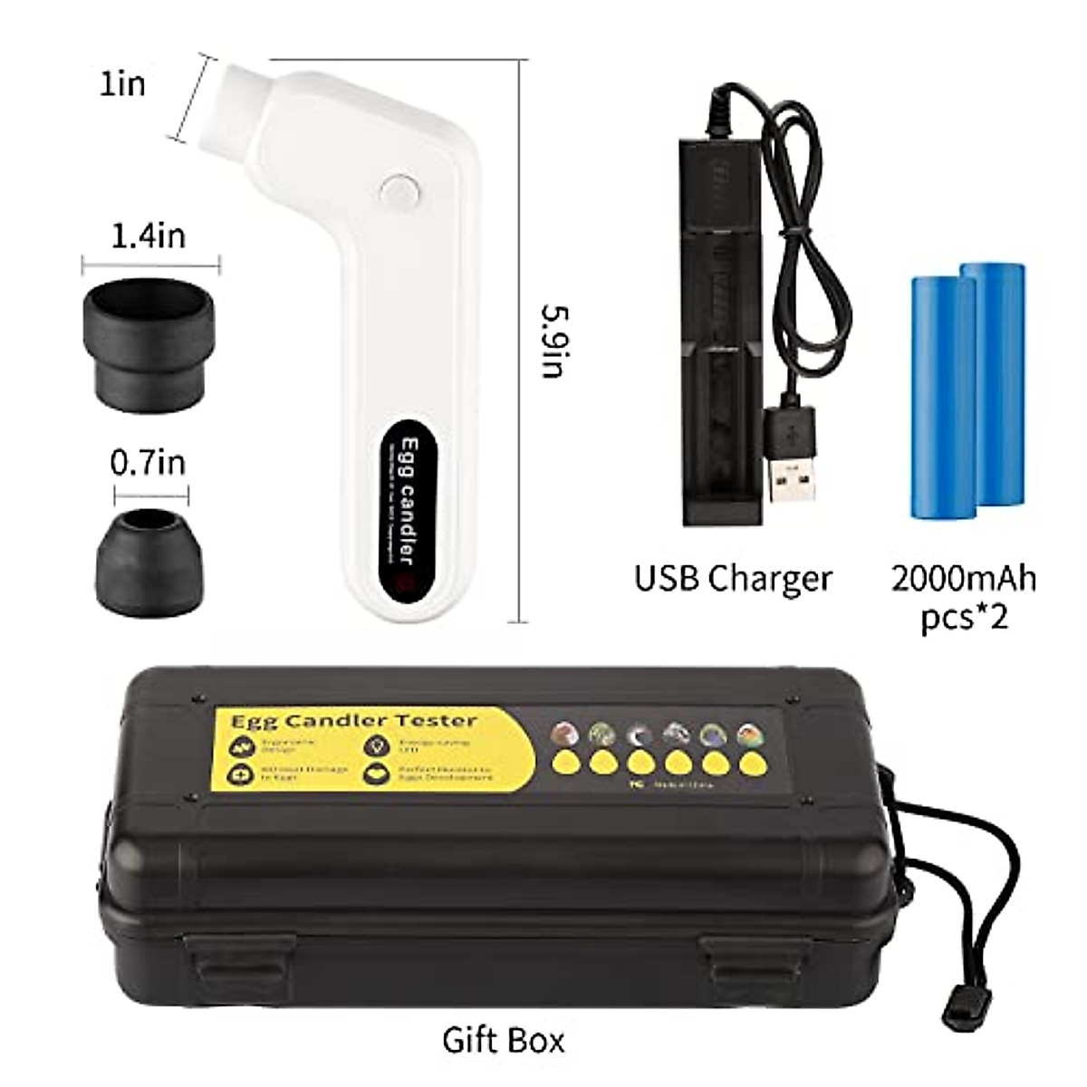 YITIKA Rechargeable Wireless Egg Candler Tester for Monitoring Eggs Development, Bright Cool LED Light Candling Lamp