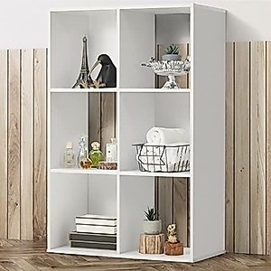 Fencer Wire 11-Inch Cube Storage Organizer Shelf w/Back, with Exterior Edge, Room Storage Shelves Divider, Bookcase, 6-Cube / 8-Cube / 9-Cube, Colors Available in Rustic Grey Oak and White