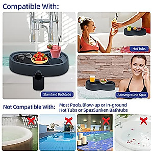 Treerit Hot Tub Table, Adjustable Hot Tub Tray with 2 Cup Holder, Hot Tub Accessories, Stable, Heavy-Duty, Nonslip Hot Tub Drink Holder for Aboveground Bathtub, Spa with Wall Thickness Of 2'' to 7.5''