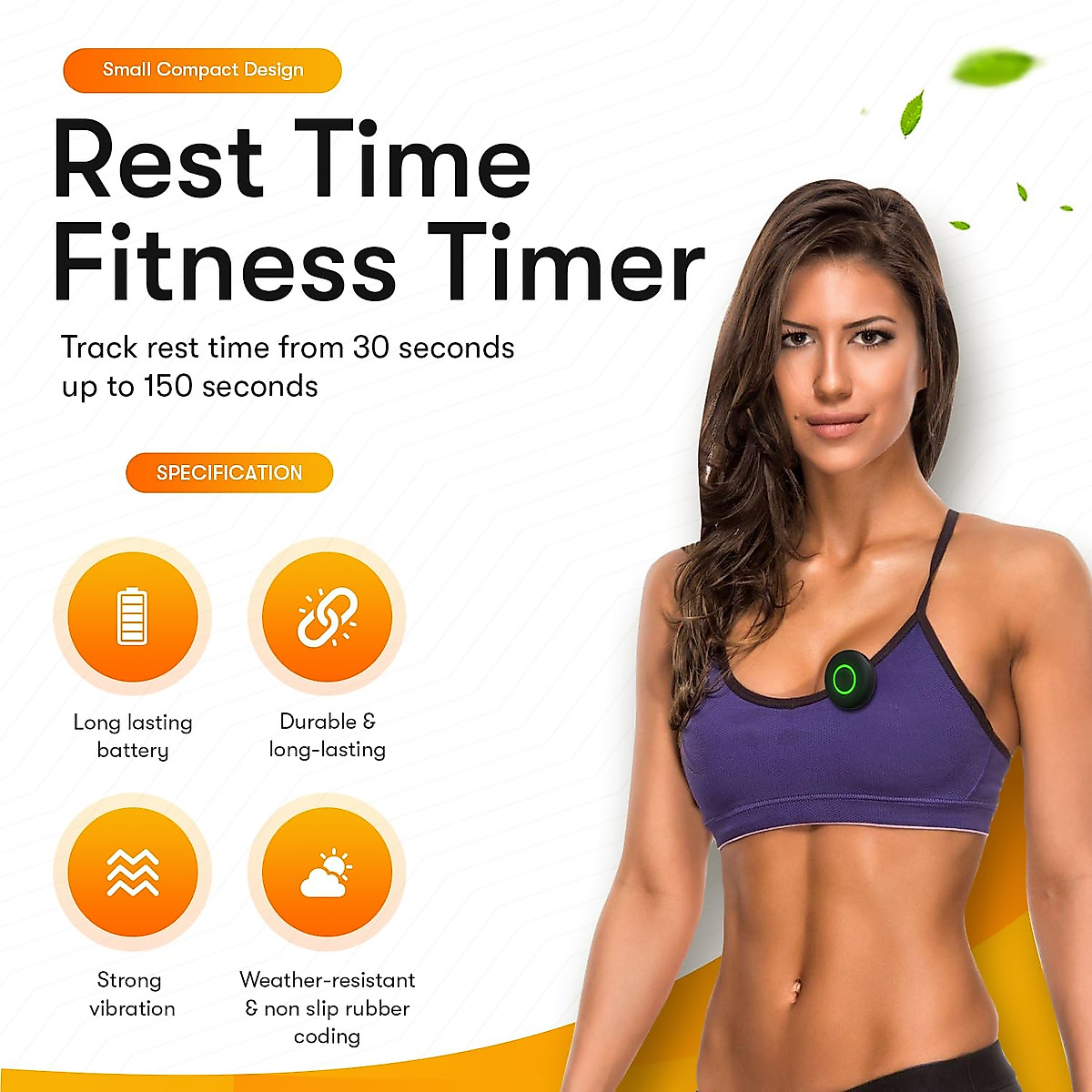 Time Me Timer - The Rest Time Fitness Timer - Countdown Gym Timer and Stopwatch To Help Track Rest Time While Working Out - Easy to Use Vibrating Timer - Small Compact Design With Rechargeable Battery